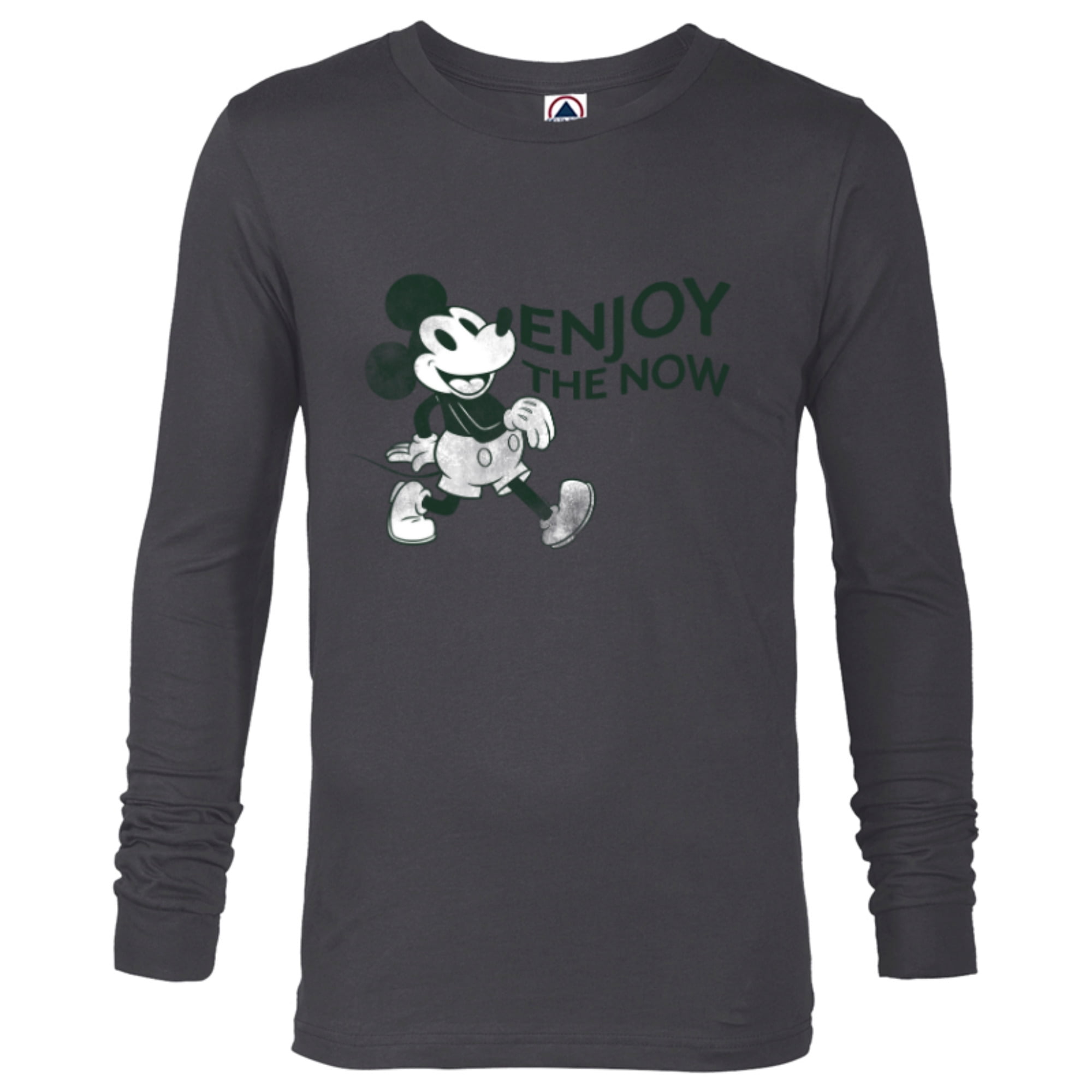 Disney Mickey Mouse Striding Retro Distressed Enjoy The Now - Long ...