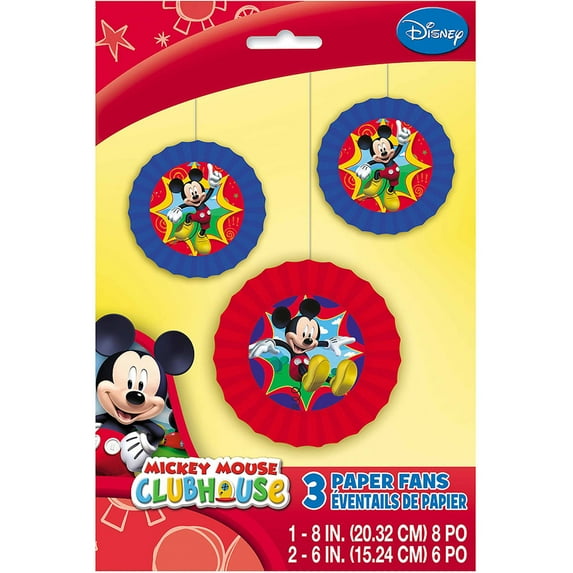 Mickey Mouse Paper Fan Decorations (3 Count) - Walmart.com