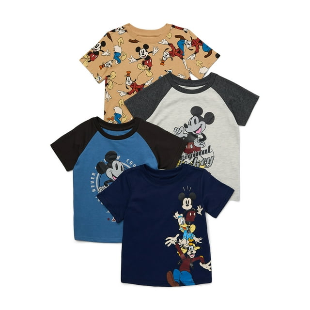Disney Mickey Mouse Toddler Boys Graphic Print Raglan Tees, 4-Pack ...