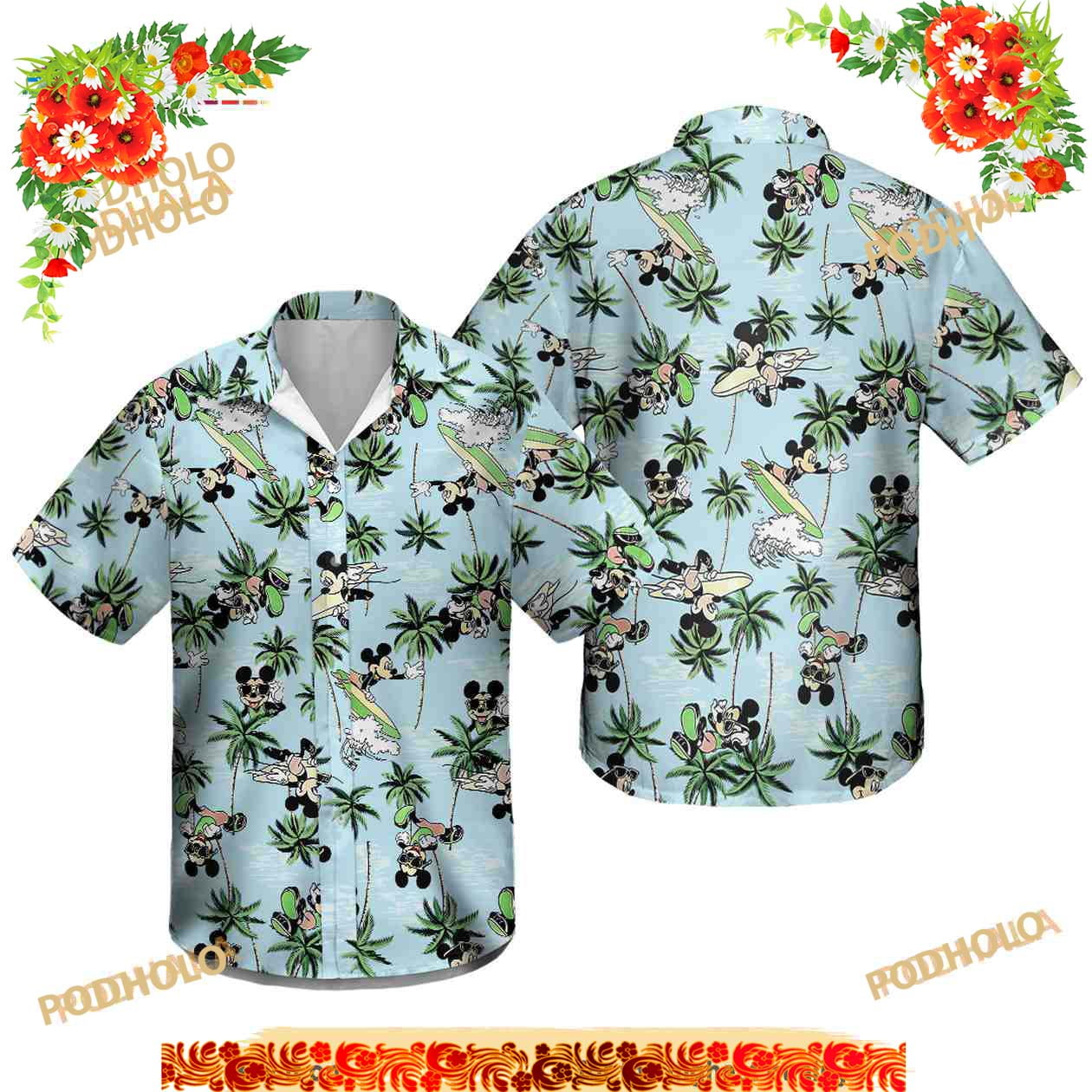 Disney Mickey Mouse Toddler Boys Hawaiian Shirt, Button Down Aloha ...