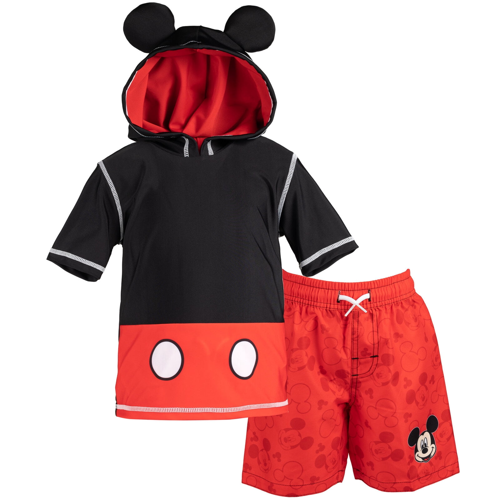 Disney Mickey Mouse Toddler Boys Pullover Rash Guard and Swim Trunks ...