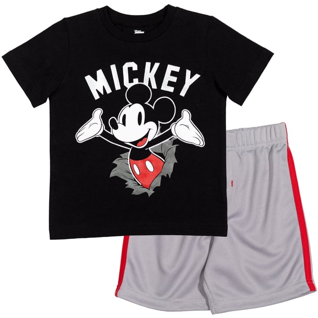 Disney Mickey Mouse Toddler Boys T-Shirt and Mesh Shorts Outfit Set ...