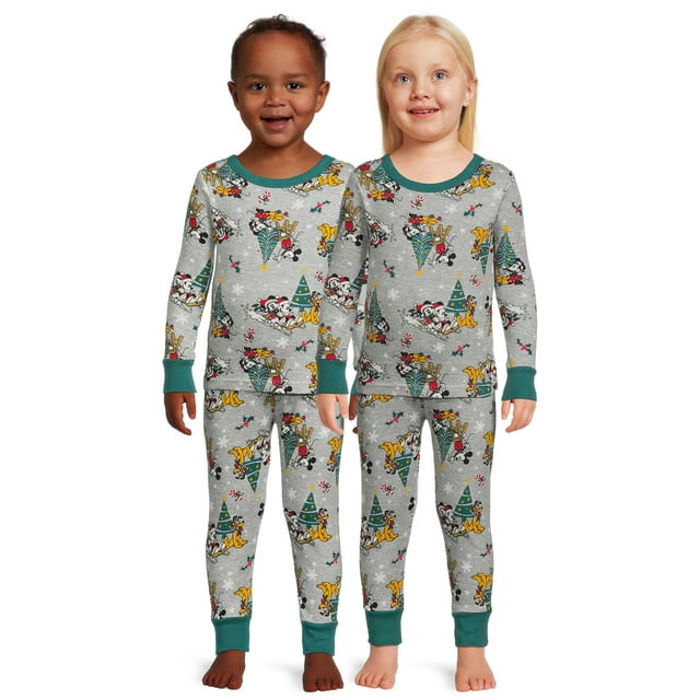 Disney Mickey Mouse Toddler Unisex Long Sleeve Top and Pants, 2-Piece Pajama Set, Sizes 12M-5T ...