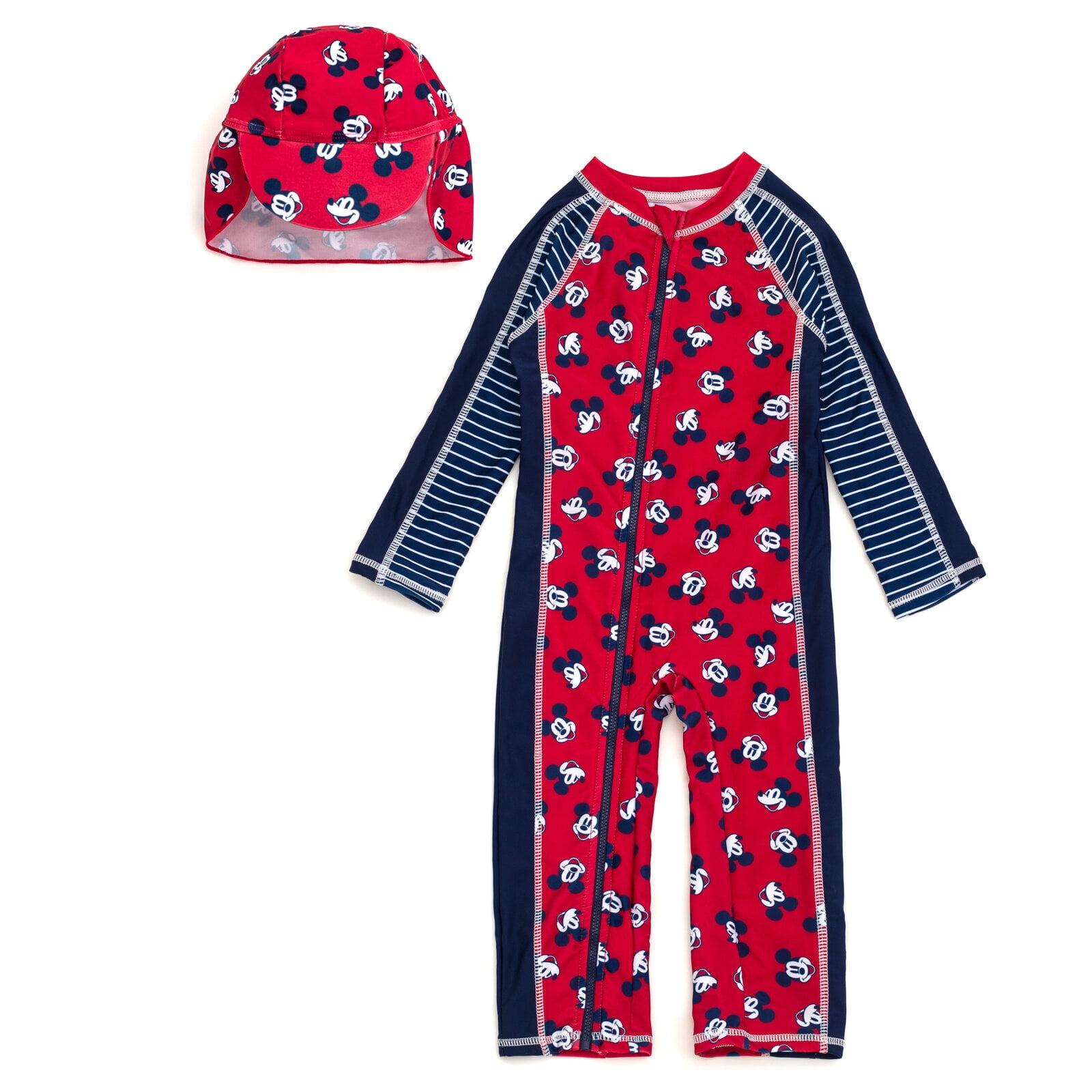 Disney Mickey Mouse UPF 50+ Sunsuit and Swim Hat Swimwear Set Newborn ...