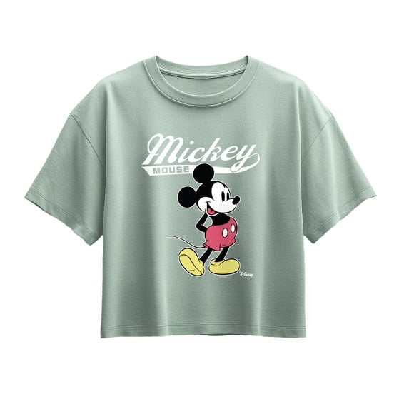 Disney - Mickey Mouse Varsity - Youth Girls Boxy T-Shirt - Walmart.com
