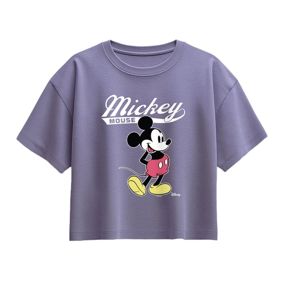 Disney - Mickey Mouse Varsity - Youth Girls Boxy T-Shirt - Walmart.com