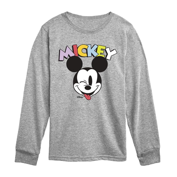 Disney - Mickey Mouse Wink - Youth Boys Long Sleeve Graphic T-Shirt ...