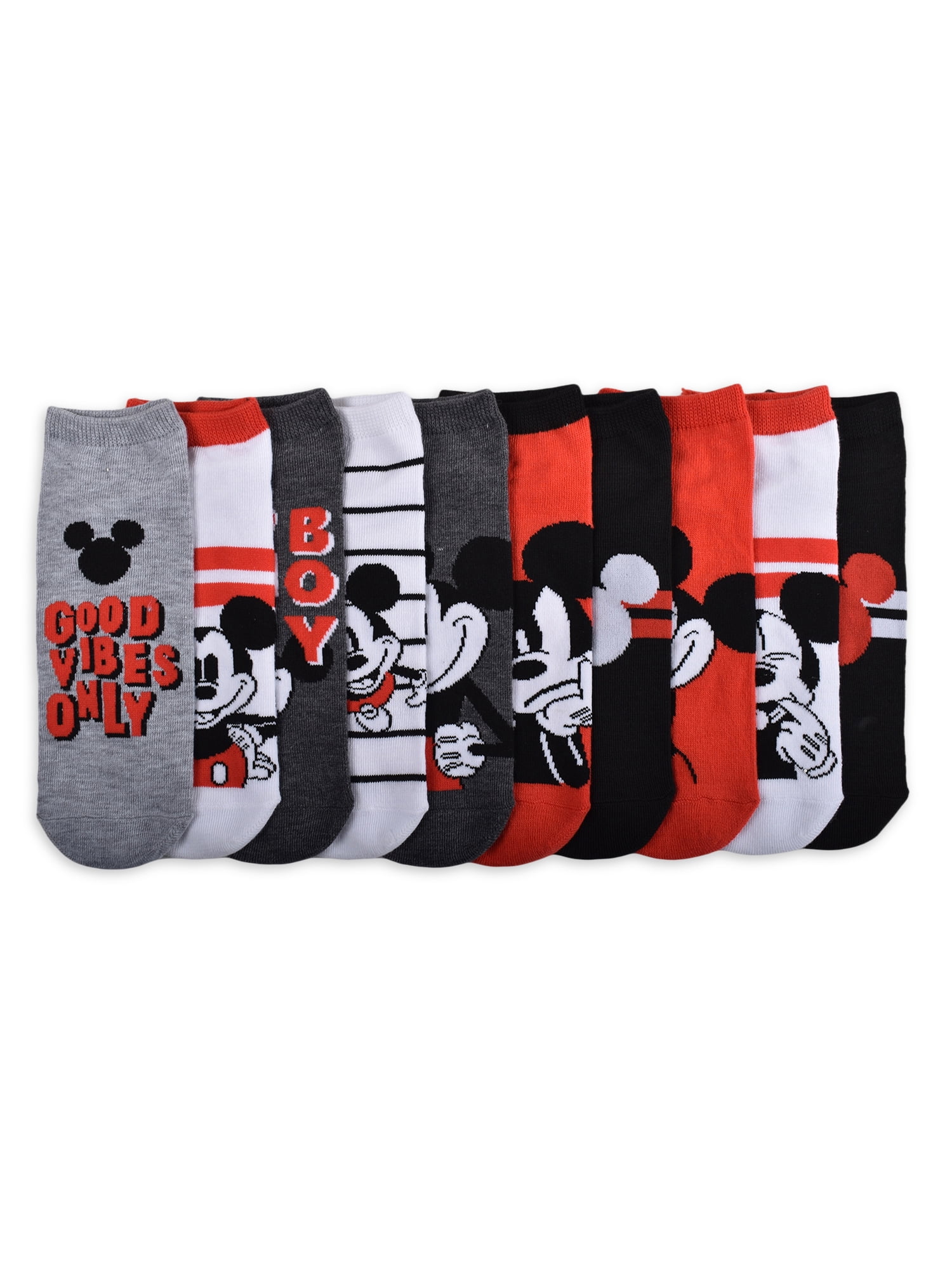 Disney Mickey Mouse Womens' 10-Pack Low-Cut Socks, Shoe Size 4-10 ...