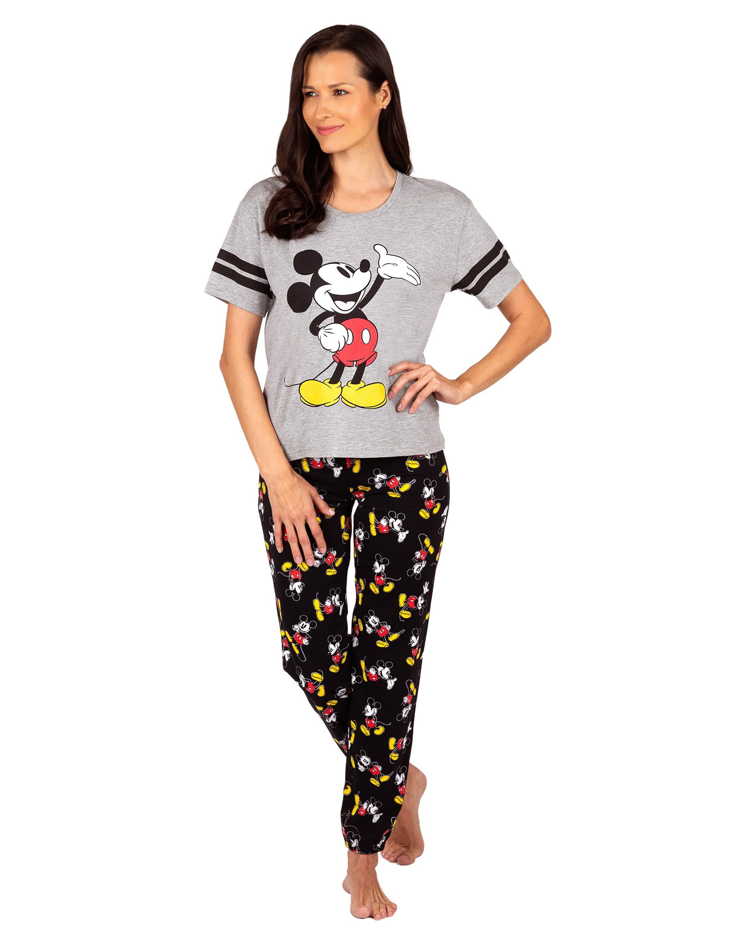 Disney Mickey Mouse Plus Size Lounge Sleep Pants, 2 Piece Womens Pajama ...