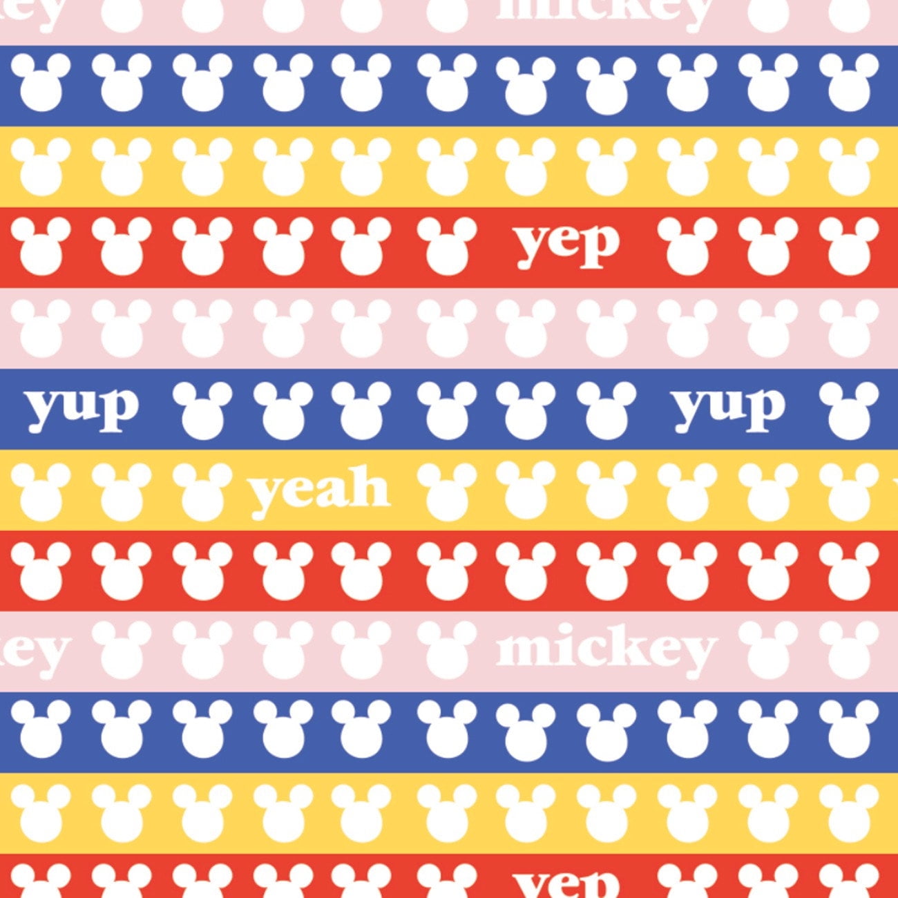 Disney Mickey Mouse Yep Yup Yeah 100% Cotton Fabric Sold by The Yard ...