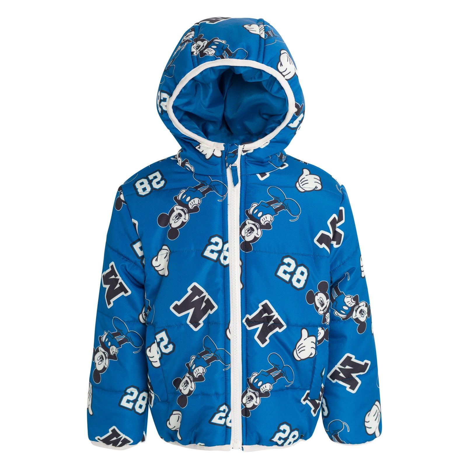 Disney Mickey Mouse Zip Up Winter Coat Puffer Jacket Toddler to Little ...