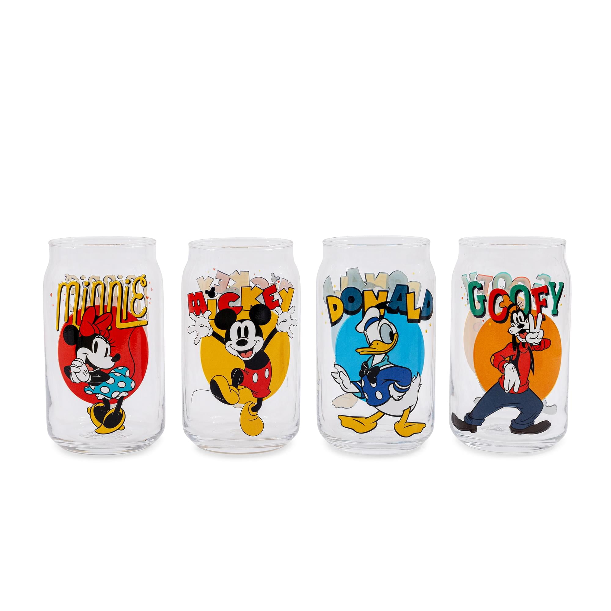 Disney Mickey Mouse and Friends 4-Piece Glass Can Set | Each Holds 16 ...