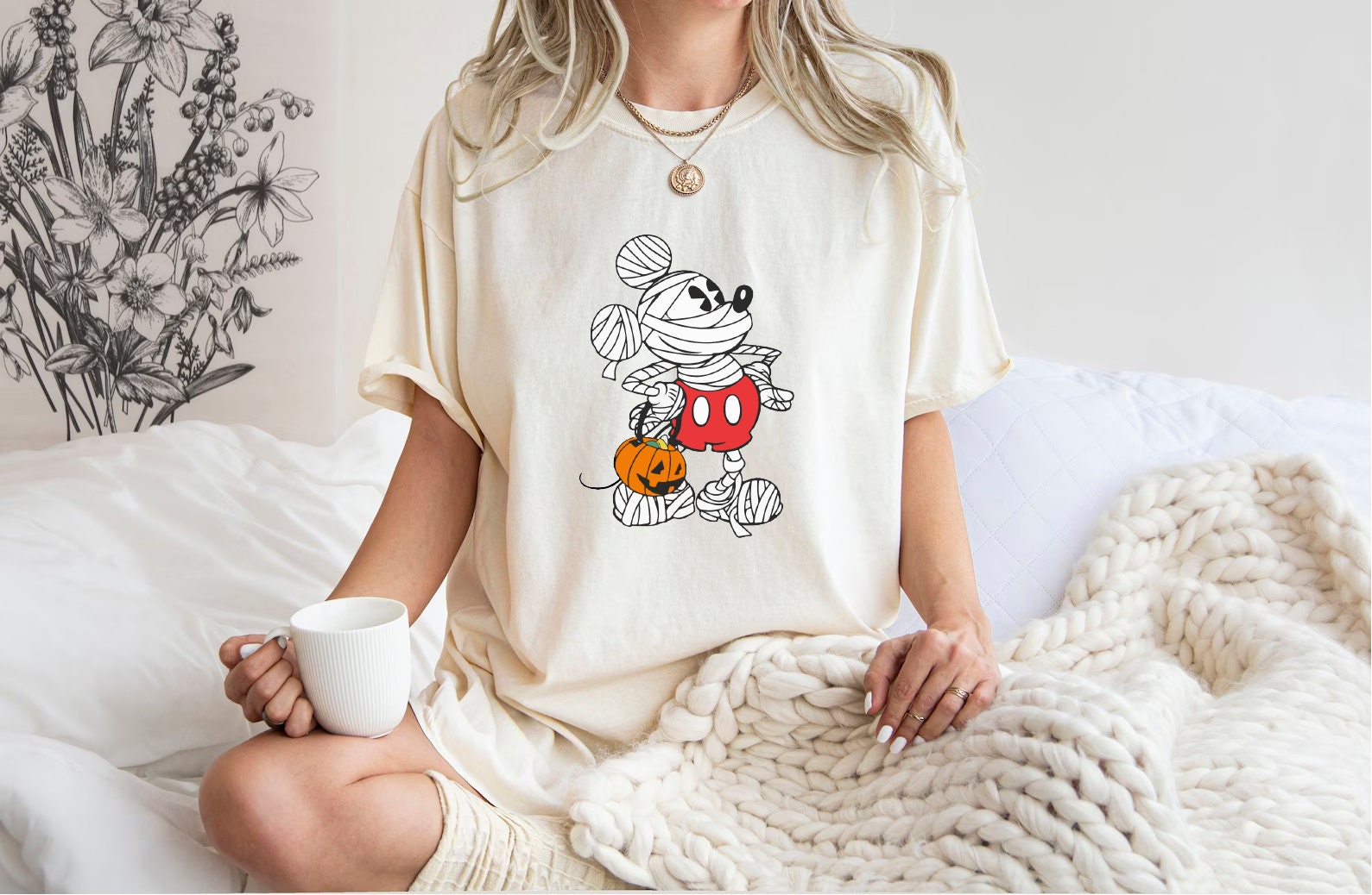 Disney Mickey Mouse and Friends Mummy Holding Pumpkin Halloween T-Shirt ...