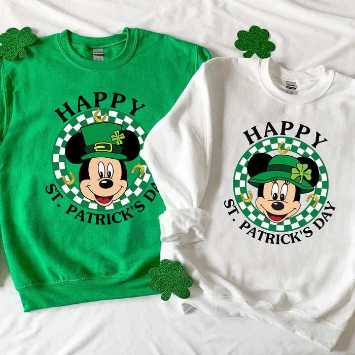 Disney Mickey Mouse and Minnie Mouse Portrait Happy St. Patrick's Day ...