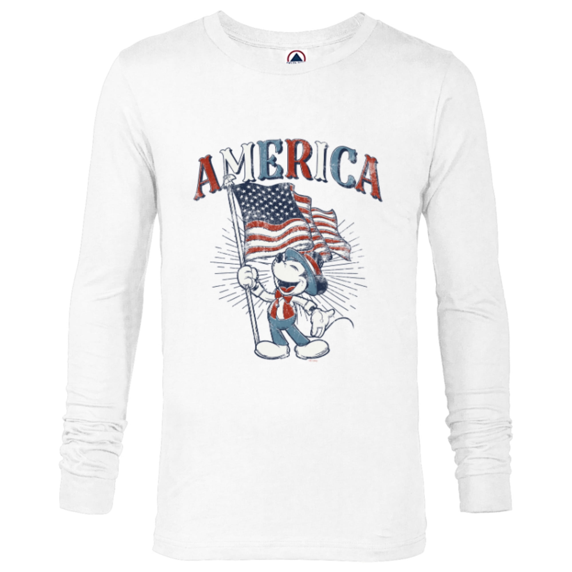 Disney Mickey Mouse with American Flag USA Fourth of July - Long Sleeve ...