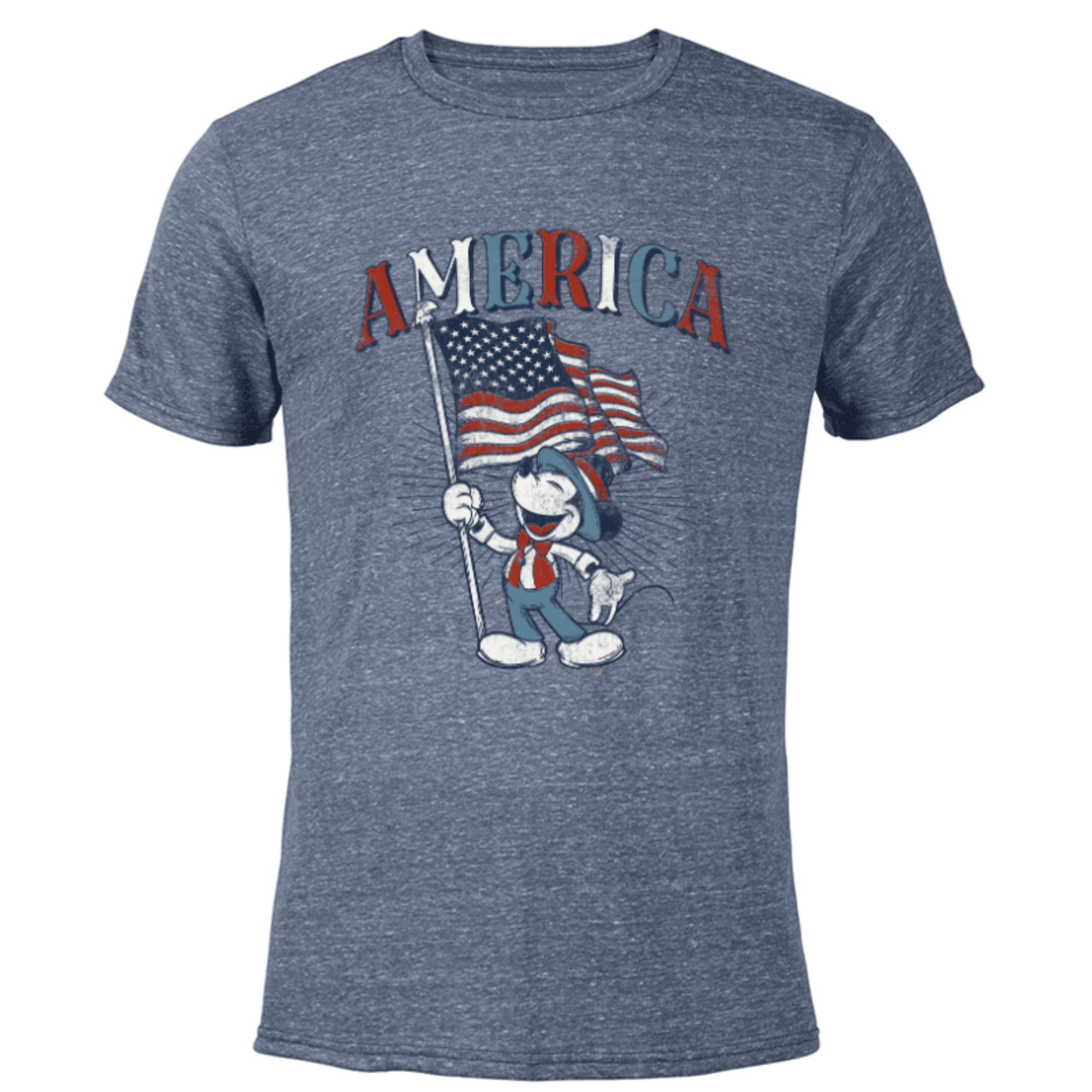 Disney Mickey Mouse with American Flag USA Fourth of July - Short Sleeve Blended T-Shirt for ...