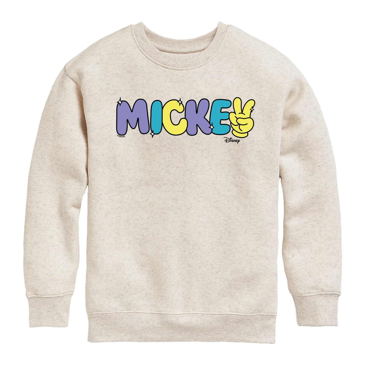 Disney - Mickey Multicolor Hand Peace Sign - Toddler & Youth Crewneck ...