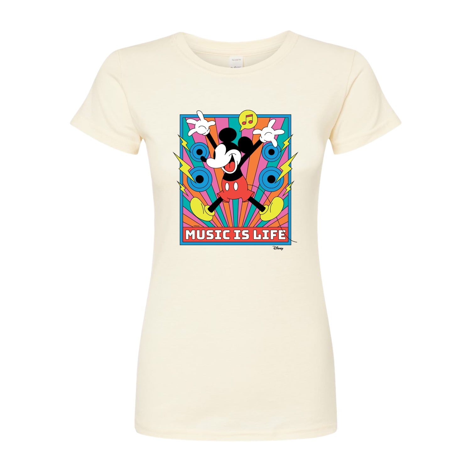 Disney - Mickey Music Is Life - Juniors Fitted Graphic T-Shirt ...