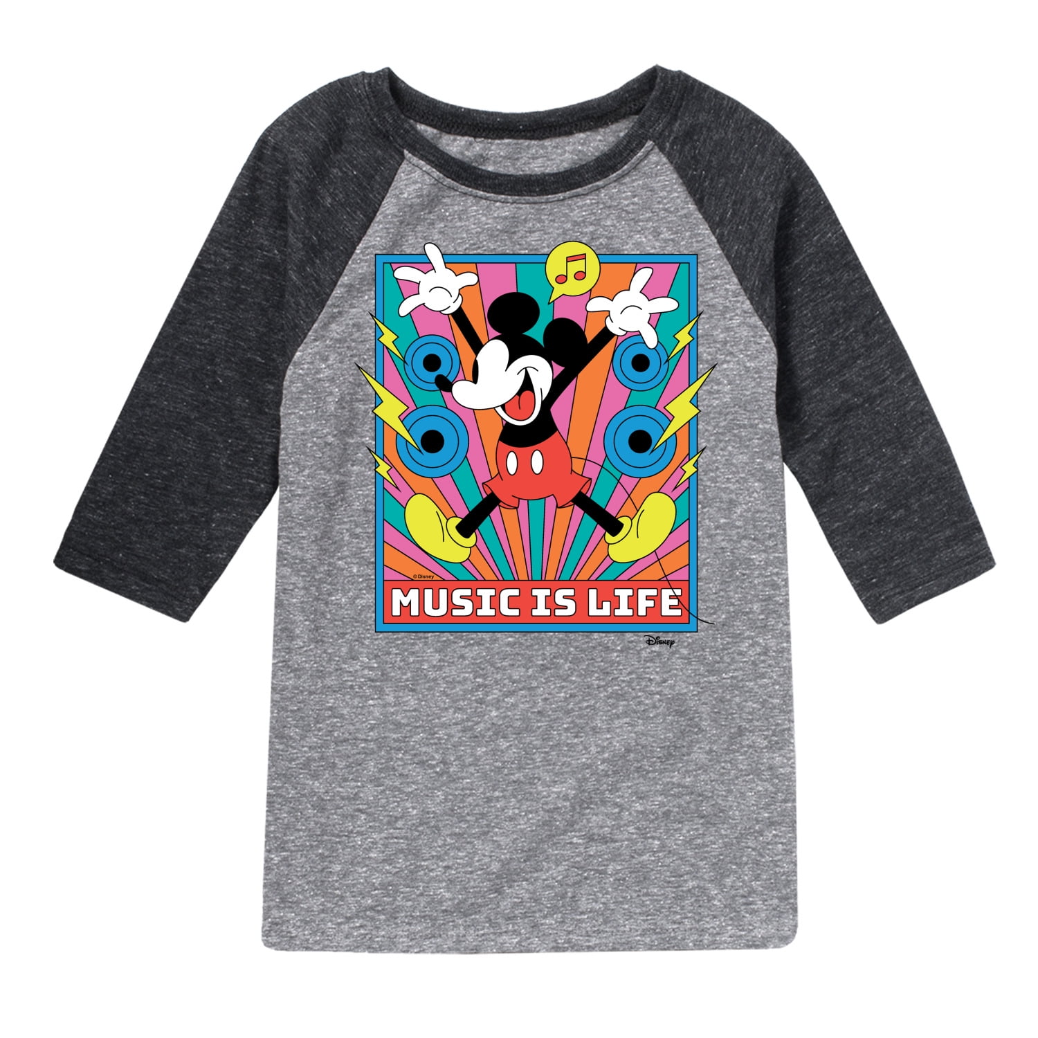 Disney - Mickey Music Is Life - Toddler & Youth Raglan Graphic T-Shirt ...