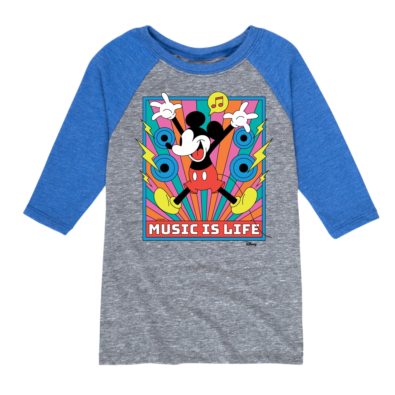 Disney - Mickey Music Is Life - Toddler & Youth Raglan Graphic T-Shirt ...