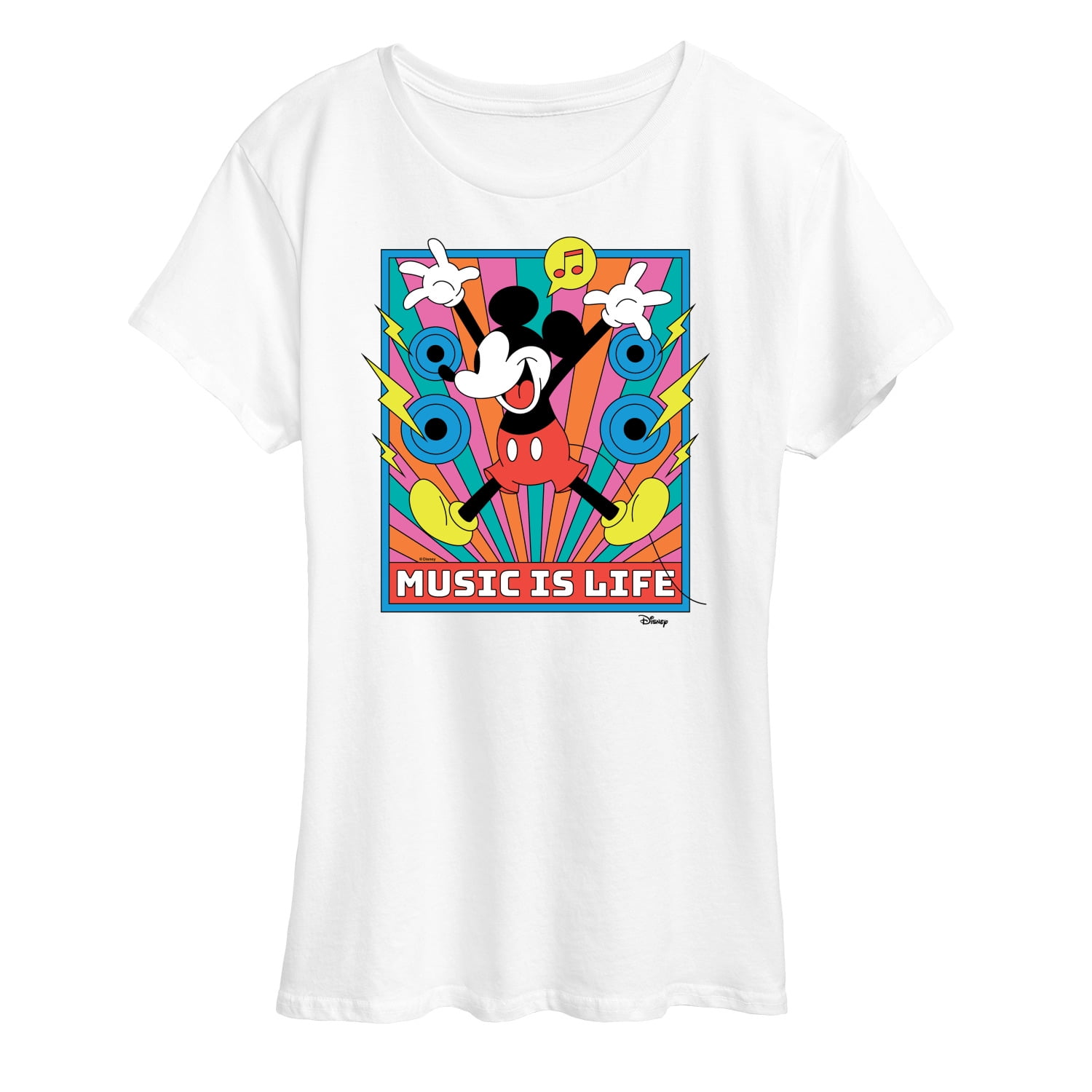 Disney - Mickey Music Is Life - Women's Short Sleeve Graphic T-Shirt ...