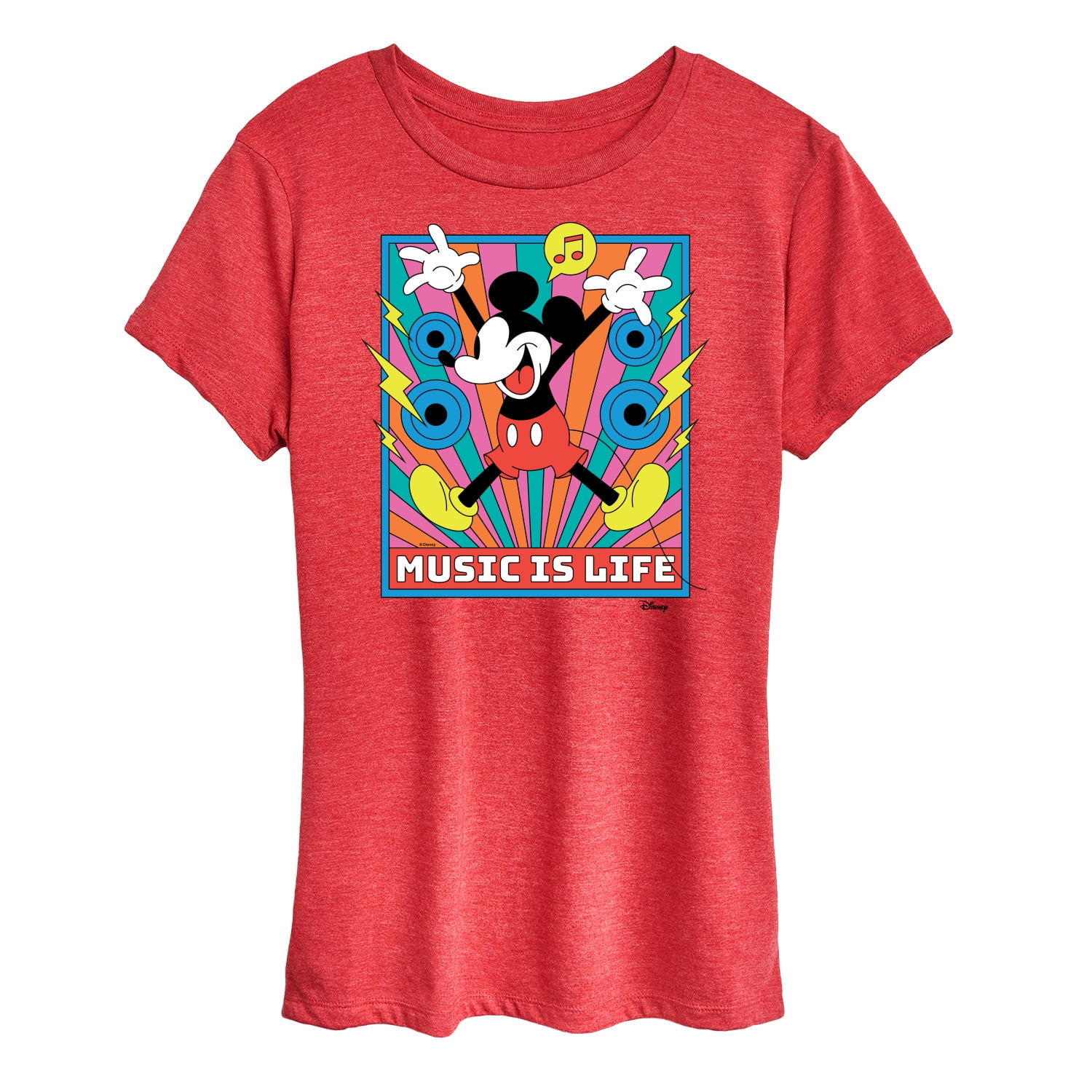 Disney - Mickey Music Is Life - Women's Short Sleeve Graphic T-Shirt ...