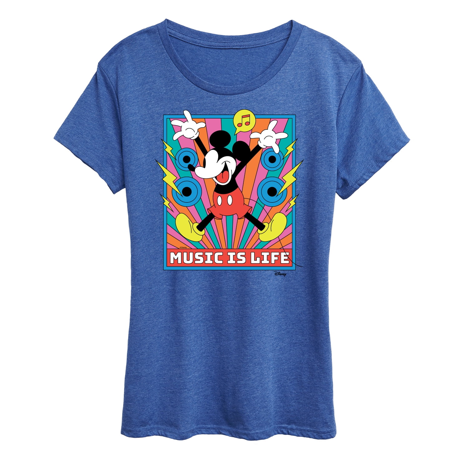 Disney - Mickey Music Is Life - Women's Short Sleeve Graphic T-Shirt ...