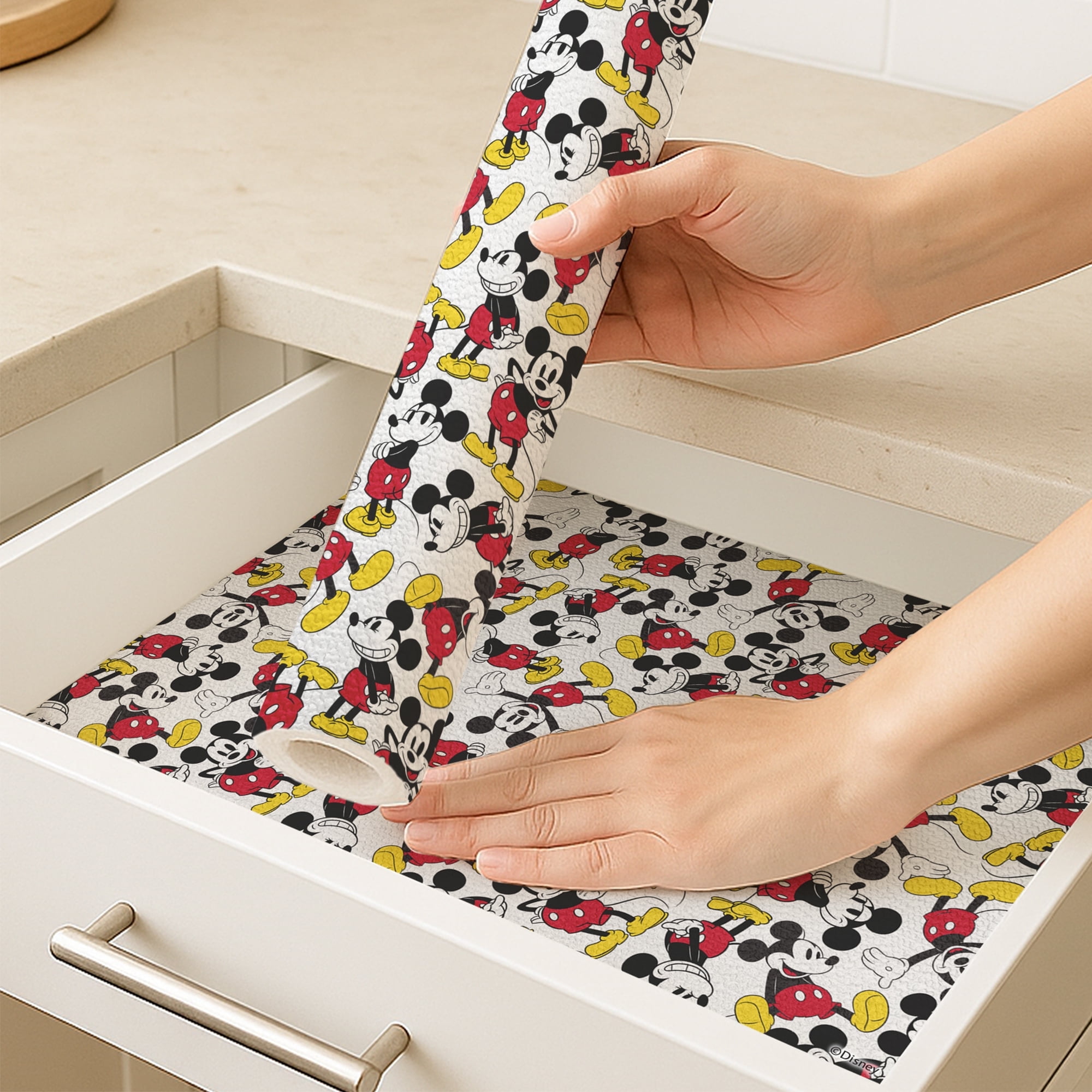 Disney Mickey Non-Adhesive Shelf Liner, 18 in x 10 ft, Water-Resistant ...