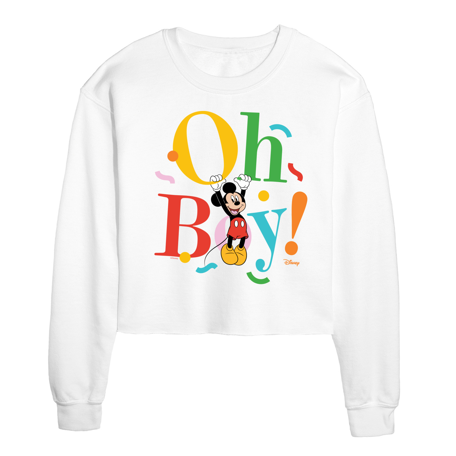 Disney - Mickey Oh Boy - Juniors Cropped Crew Neck Sweatshirt - Walmart.com