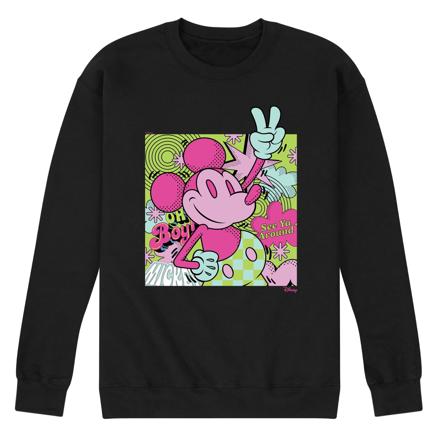 Disney - Mickey Peace Sign - Men's Crew Neck Fleece Pullover - Walmart.com
