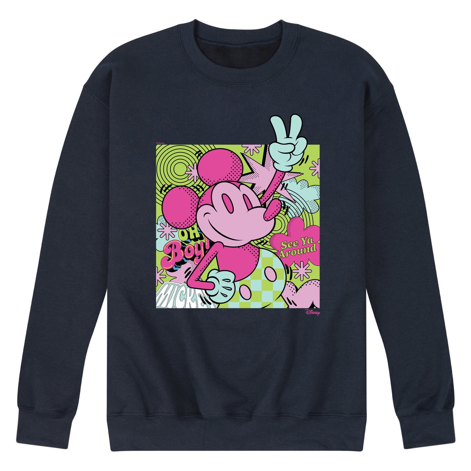Disney - Mickey Peace Sign - Men's Crew Neck Fleece Pullover - Walmart.com