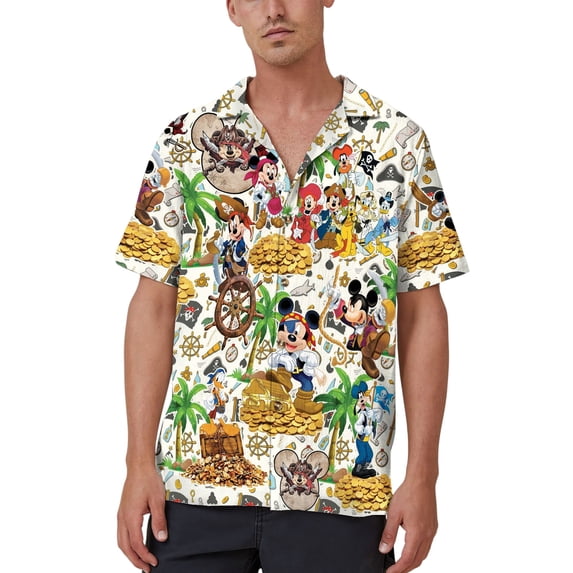 Disney Mickey Pirate Hawaiian Shirt Pirates of Caribbean Beach Shirt ...