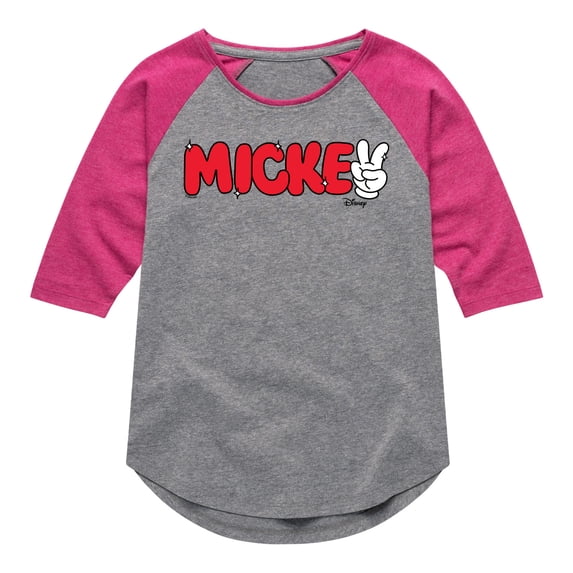 Disney - Mickey Red Hand Peace Sign - Toddler & Youth Girls Raglan ...