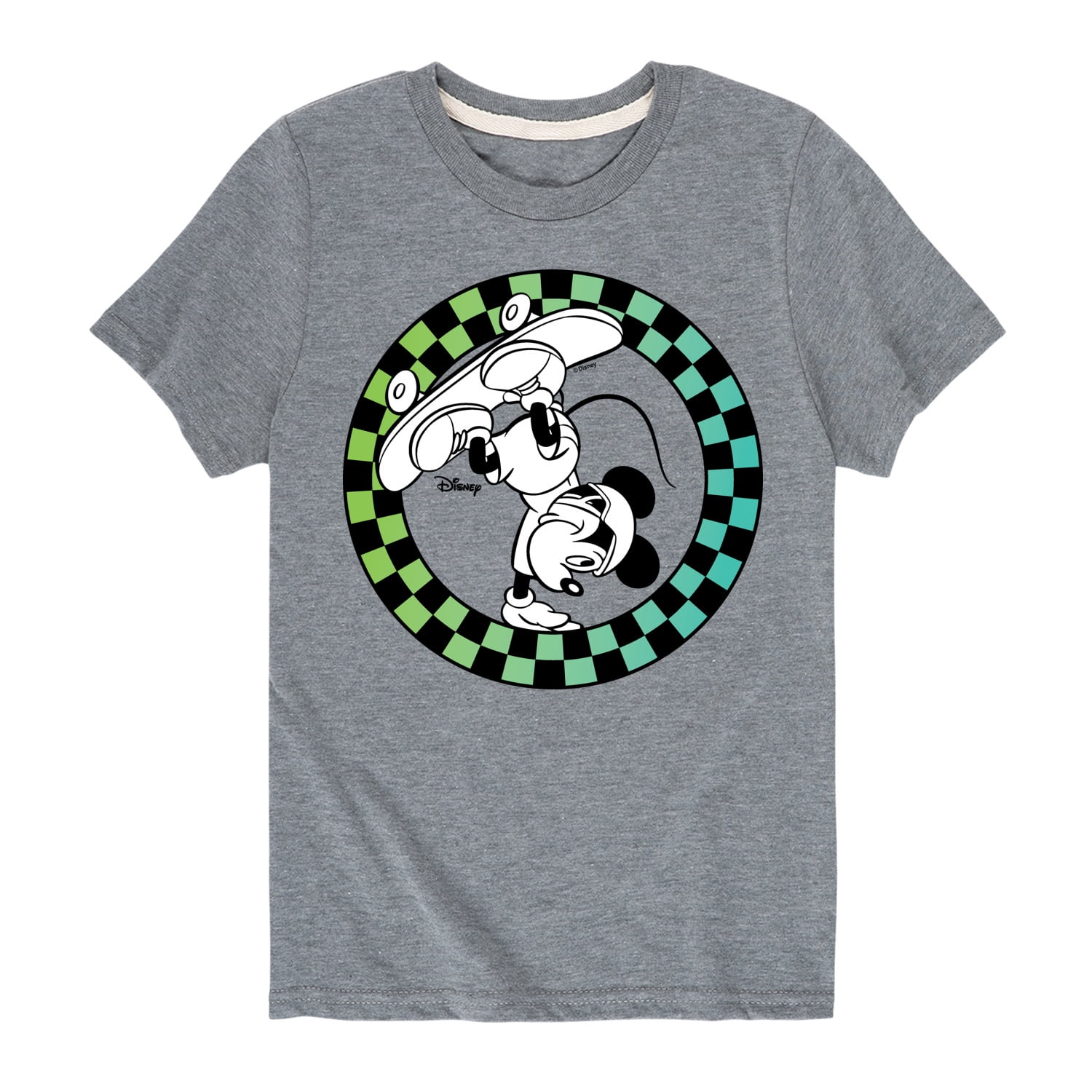Disney - Mickey Skateboarding Checkered Circle - Toddler And Youth ...