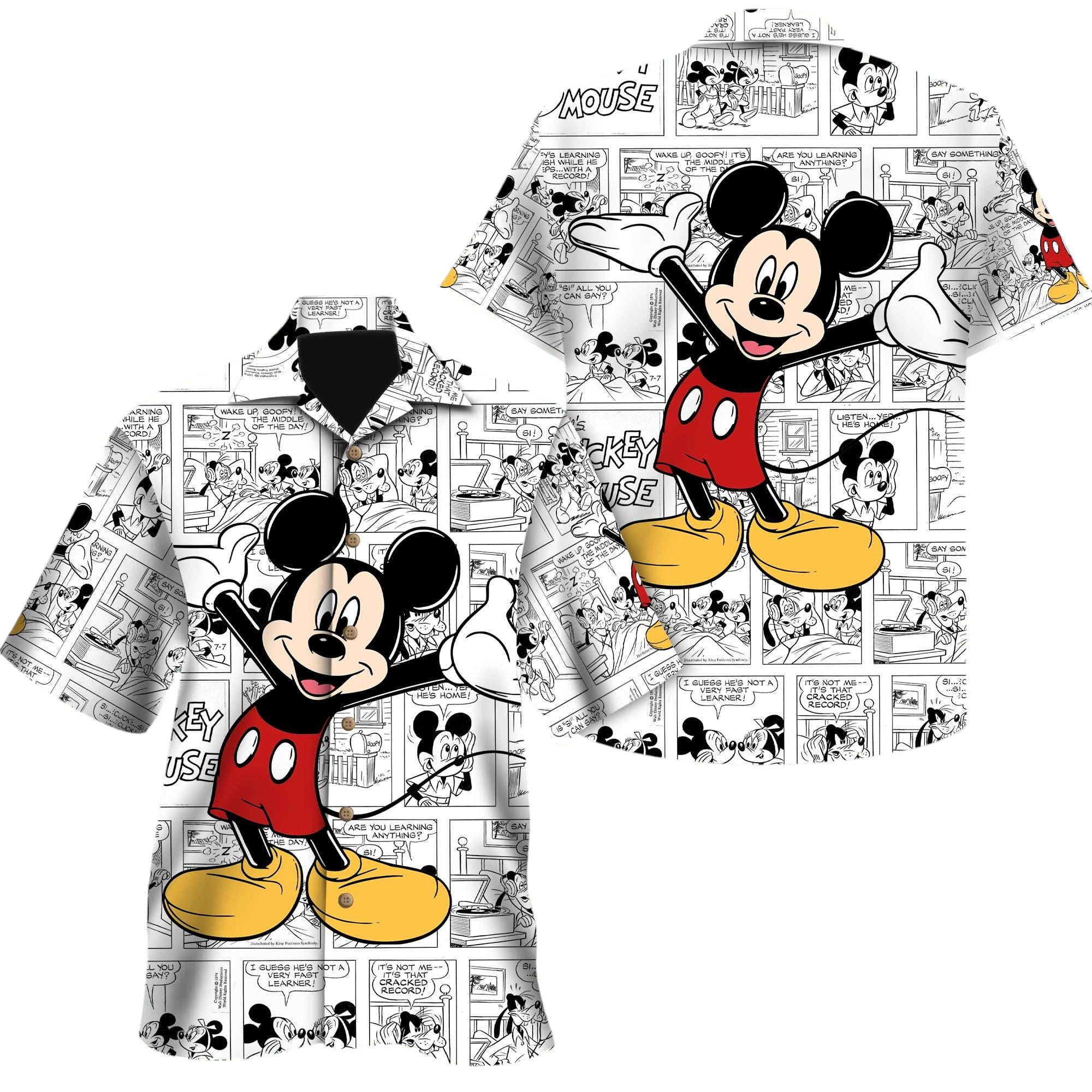 Disney Mickey Sketch Tropical Hawaiian Shirt, Summer Palm Tree Tee ...