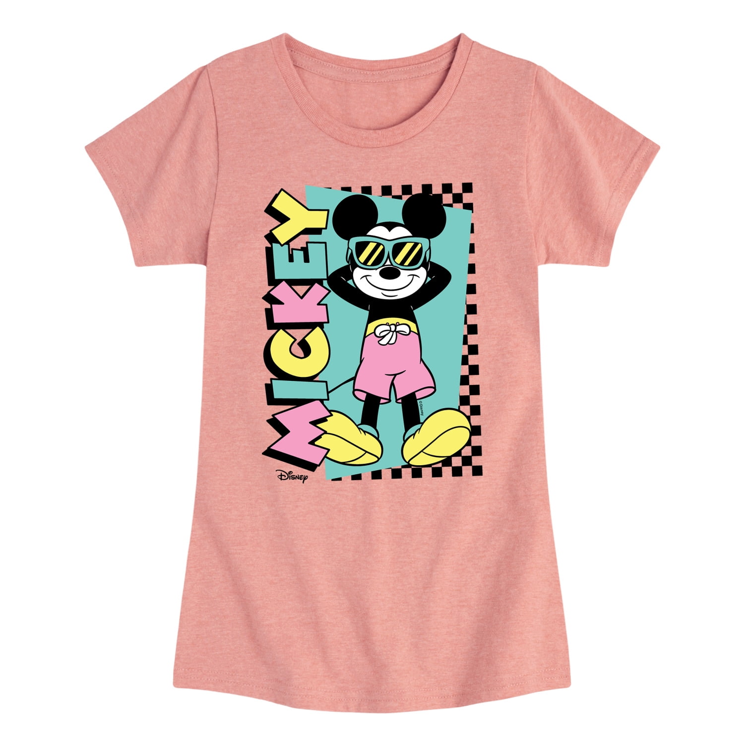 Disney - Mickey Sunbathe - Girls Fitted Short Sleeve Tee - Walmart.com