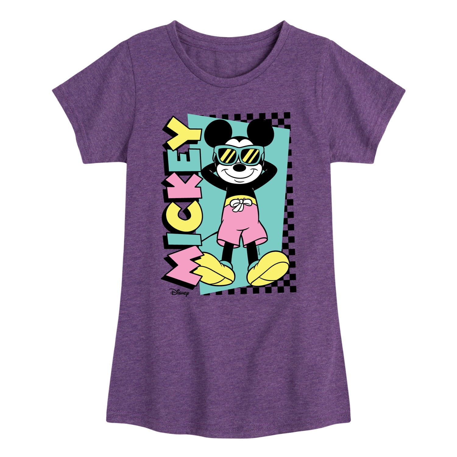 Disney - Mickey Sunbathe - Girls Fitted Short Sleeve Tee - Walmart.com