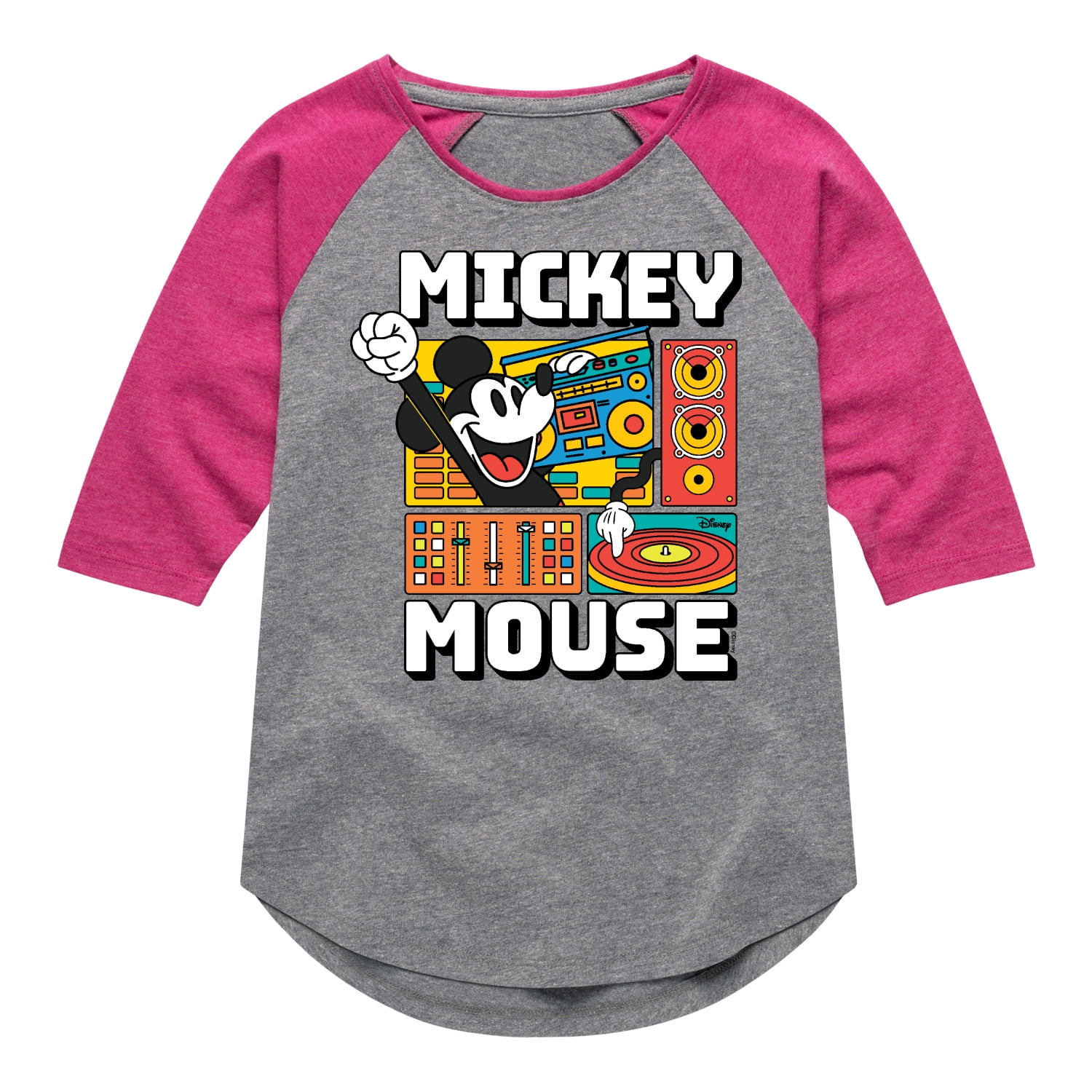 Disney - Mickey Wave Form - Toddler & Youth Girls Raglan Graphic T ...