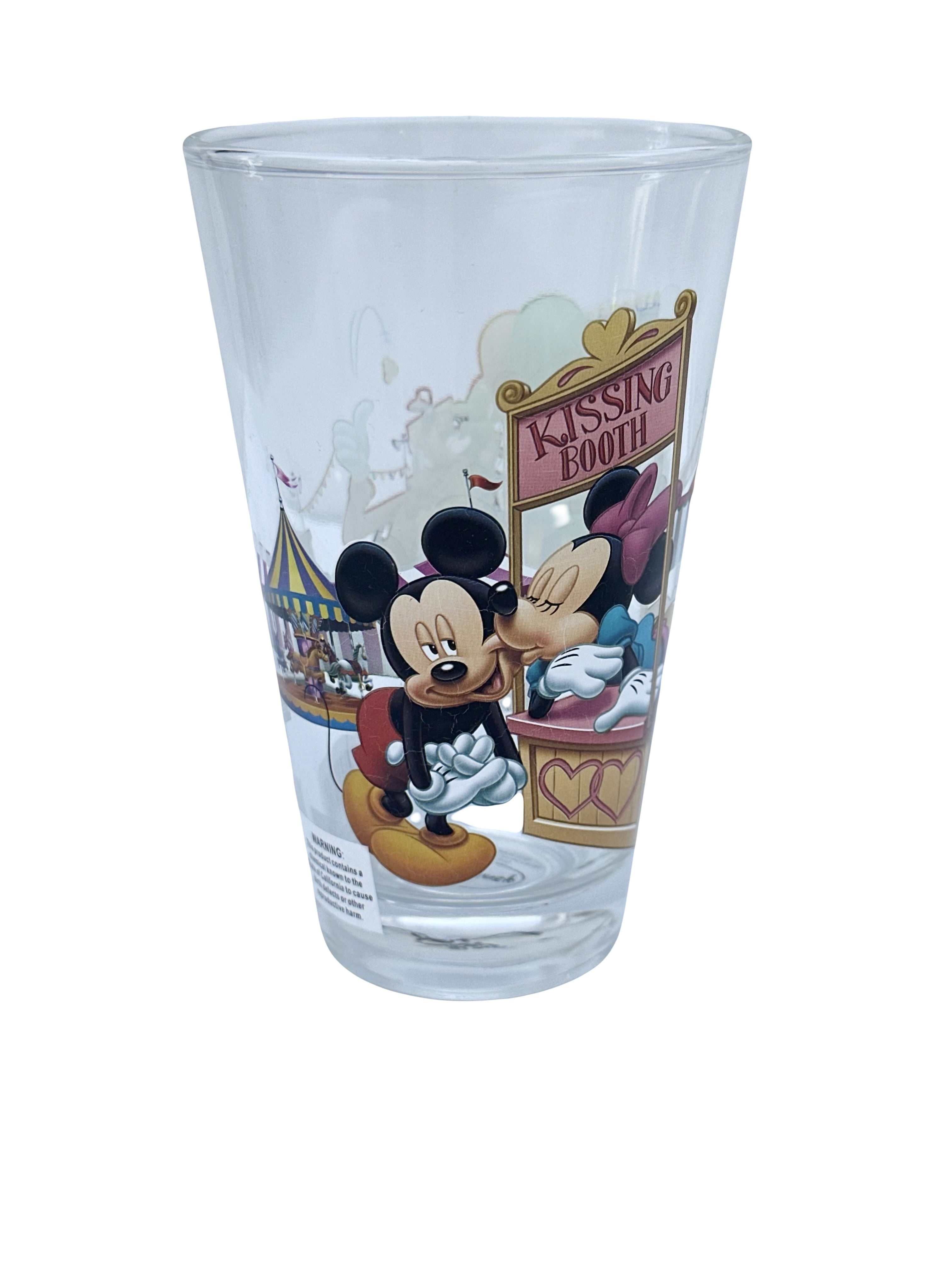 Disney Mickey and Friend Glass Cup - Mickey Minniesy Kissing Booth ...