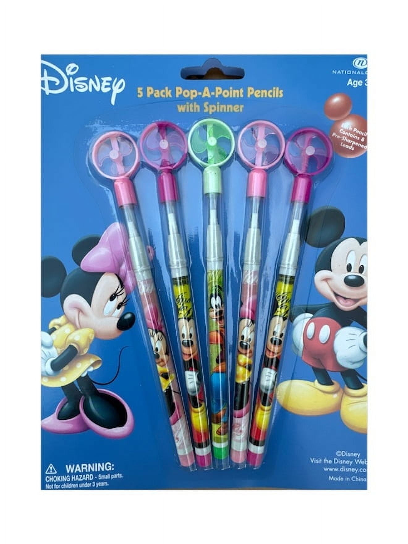 Disney Mickey and Friends 5pk Pop-a-point pencils with spinner topper ...
