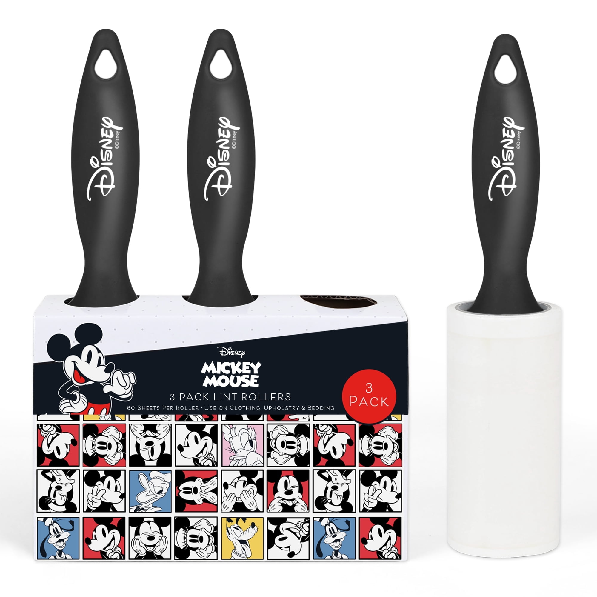 Disney Mickey and Friends Lint Roller, 3 Pack, 180 Sheets, Extra Sticky ...