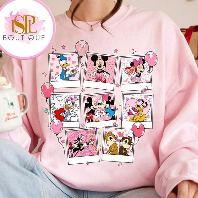 Disney Mickey and Friends Valentine Balloon Shirt, Disney Chip and Dale Couple Valentine's Day ...