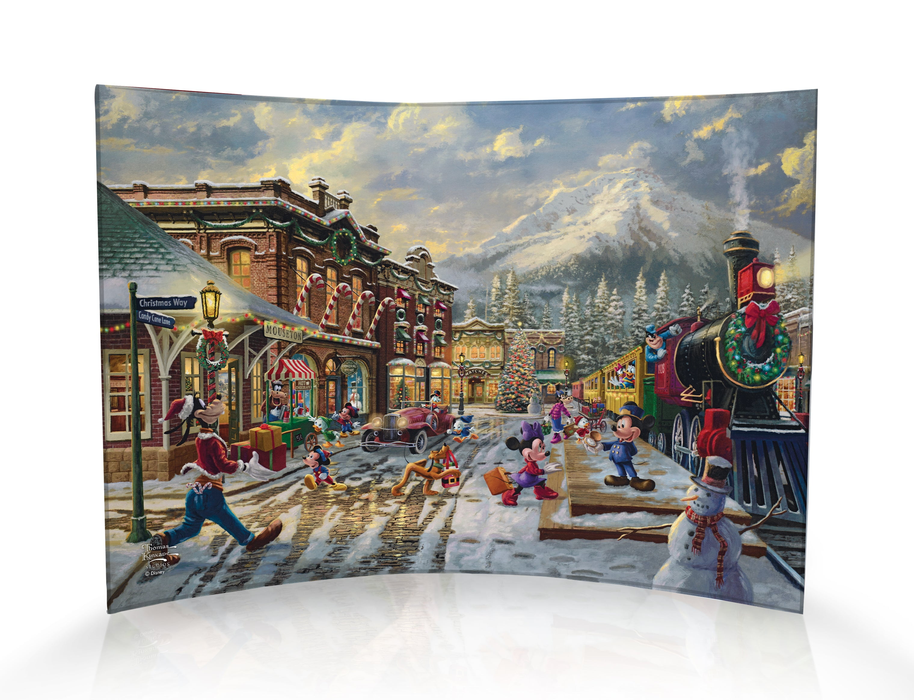 Disney (Mickey and Minnie Mouse Candy Cane Express) 10 x 7 Curved ...