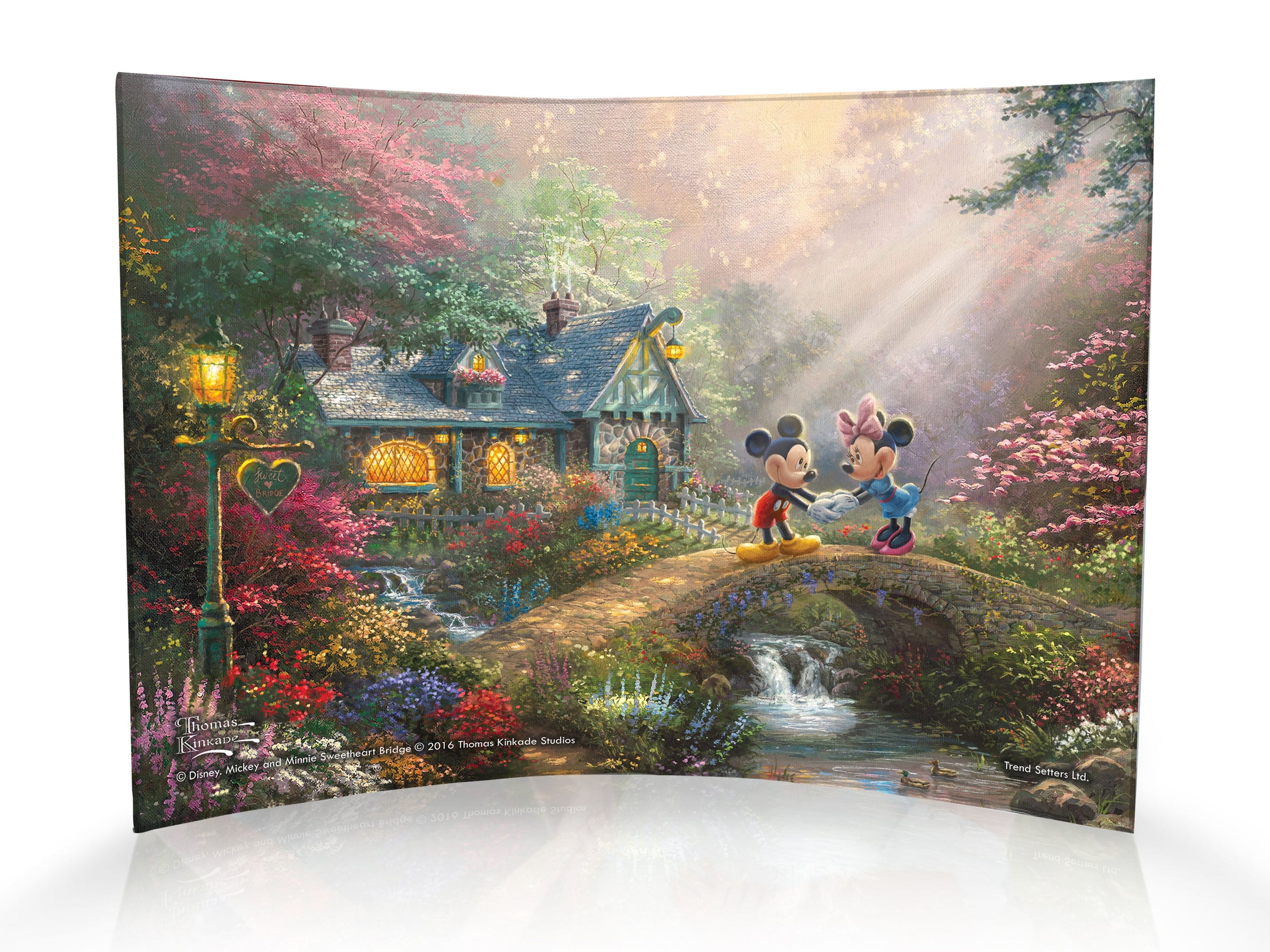 Disney (Mickey and Minnie Sweetheart Bridge) 10" x 7" Curved Acrylic ...