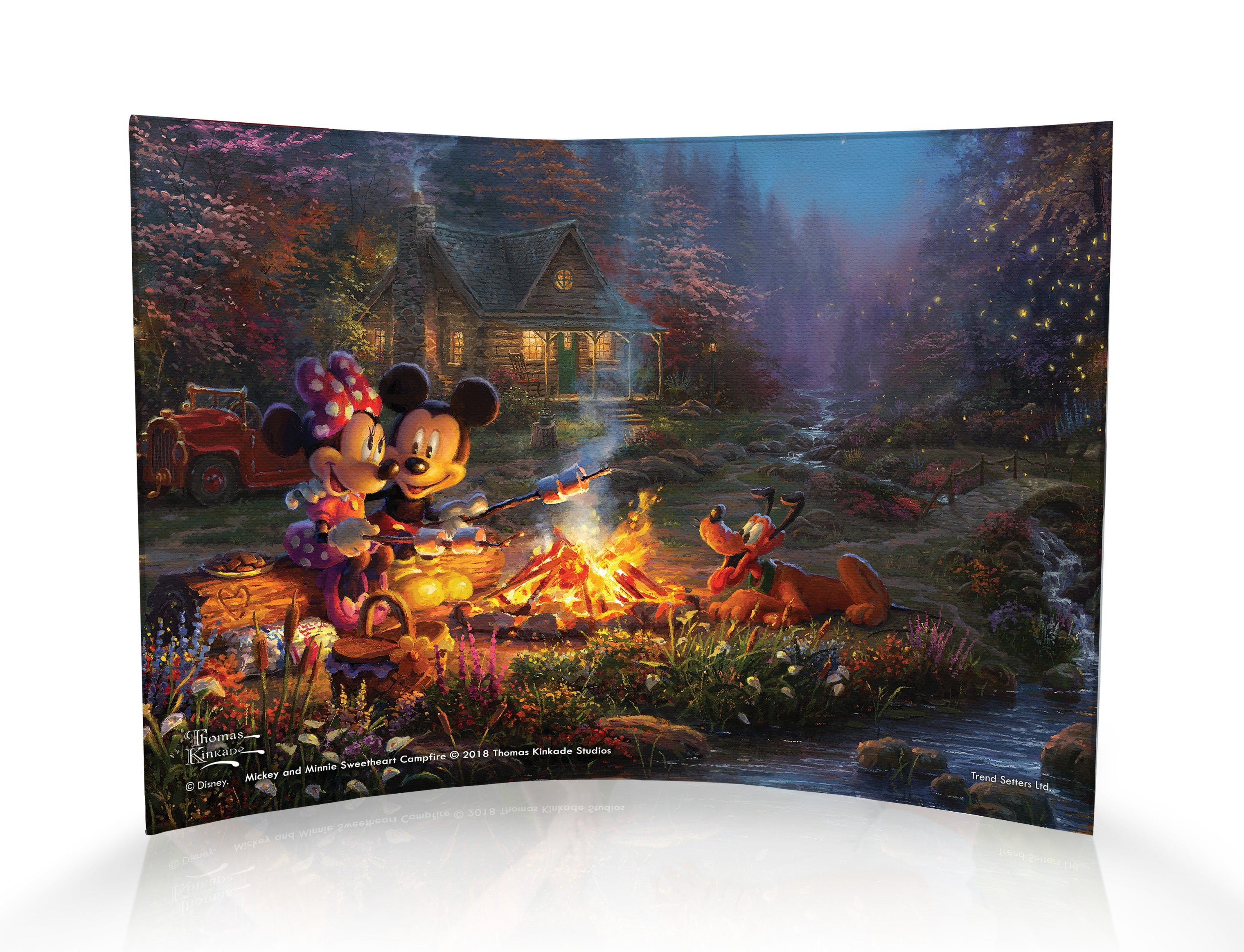 Disney (Mickey and Minnie Sweetheart Campfire) 10" x 7" Curved Acrylic ...