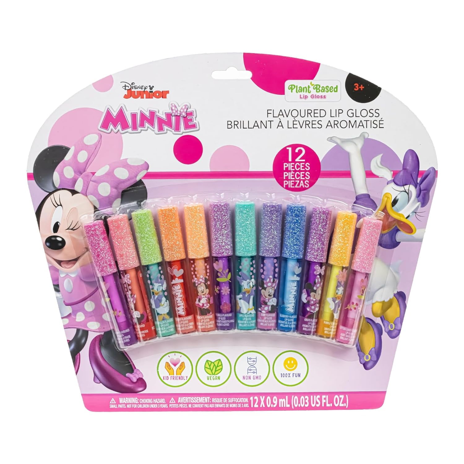 Disney Minnie 12-Piece Plant-Based Lip Gloss Set, Non-Toxic and Water ...