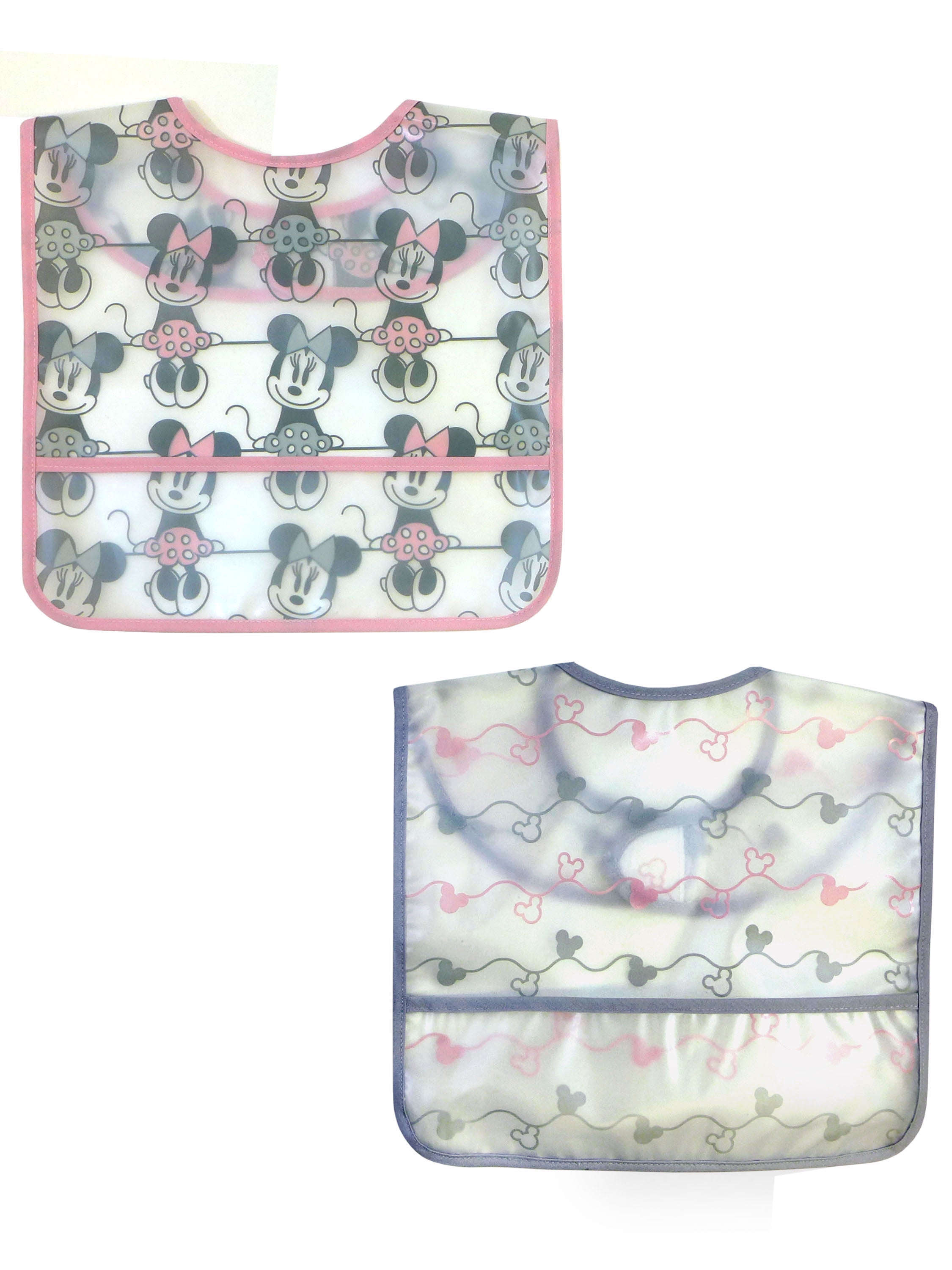 Disney Minnie 2 Pack PEVA Water Resistant Girl Toddler Bib with Crumb ...