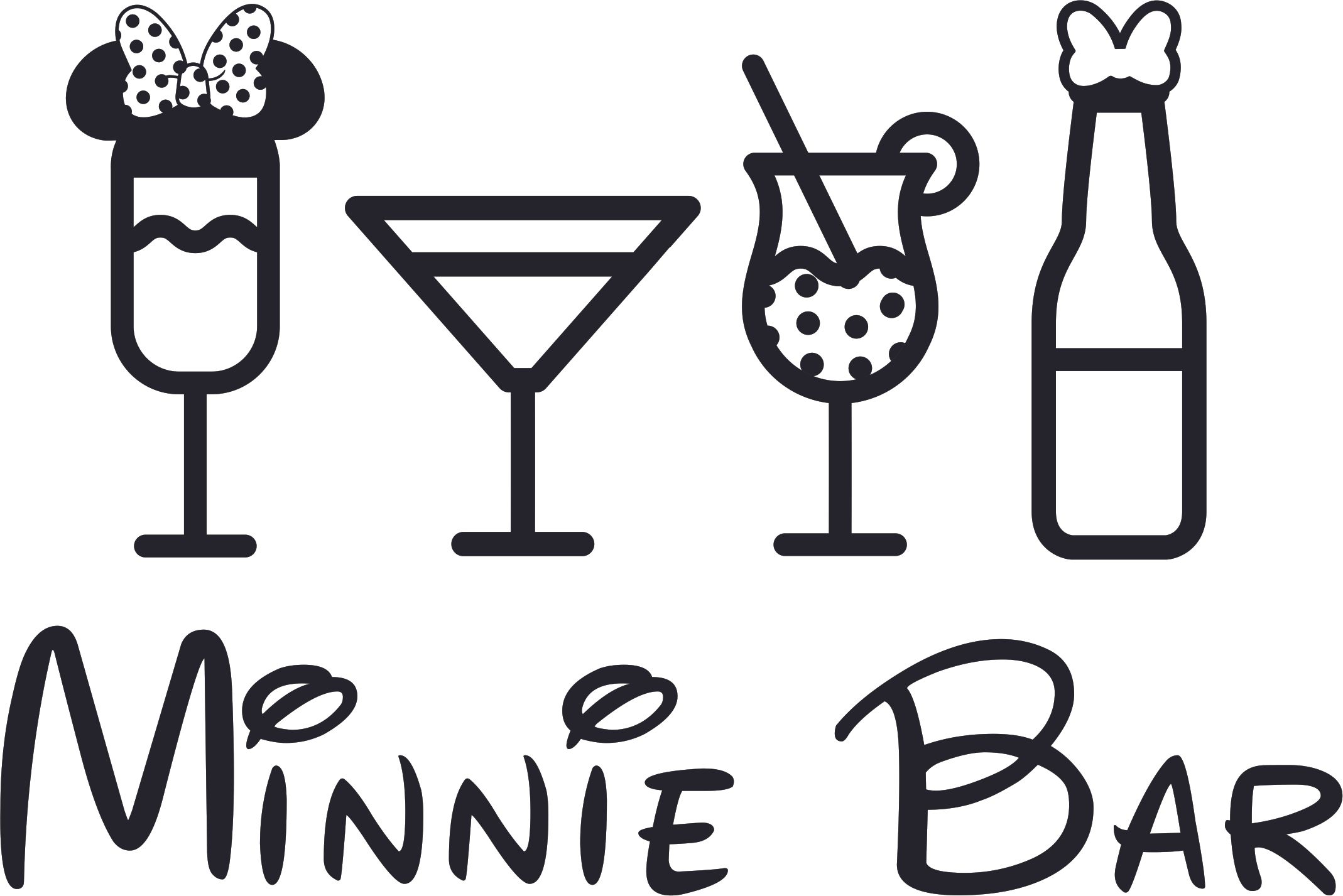 Disney Minnie Bar Iron Cartoon Character Art Vinyl Decors Sticker ...