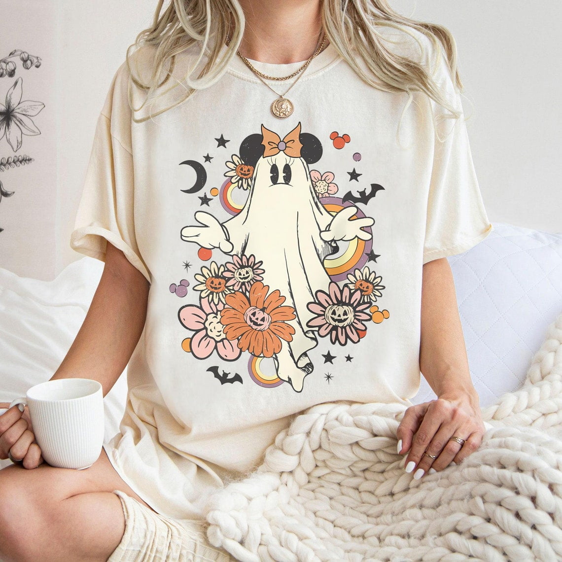 Disney Minnie Floral Ghost Halloween Comfort Colors Shirt, Mickey ...