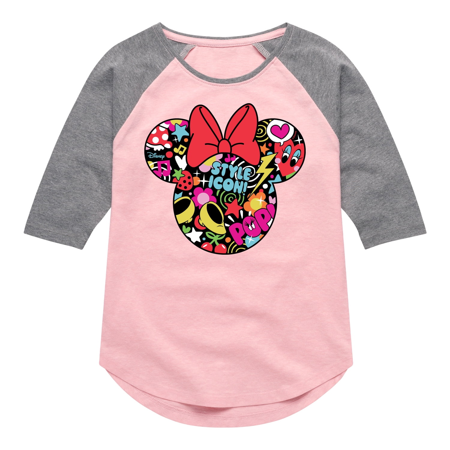 Disney - Minnie Head - Toddler & Youth Girls Raglan Graphic T-Shirt ...